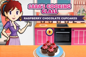 Jogo Sara's Cooking Class: Raspberry Chocolate Cupcakes no Jogos 123